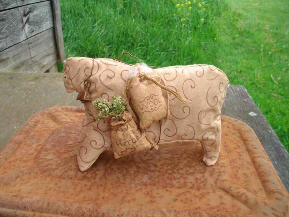 Folk Art Sheep Doll - Primitive White Faced Sheep on Luulla
