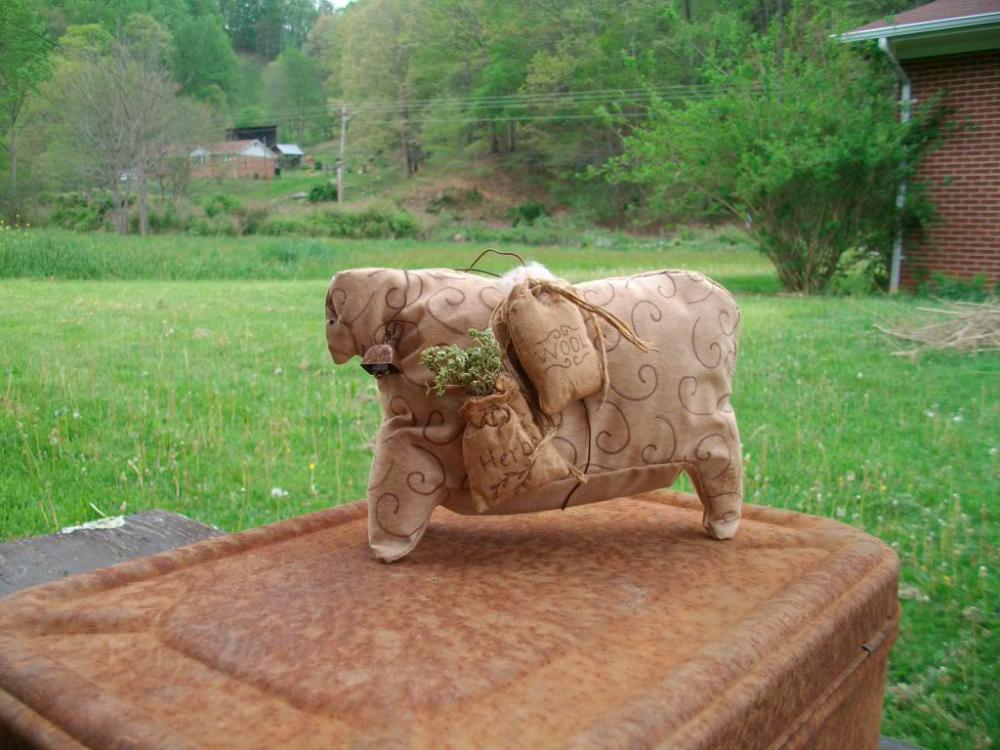 Folk Art Sheep Doll - Primitive White Faced Sheep on Luulla