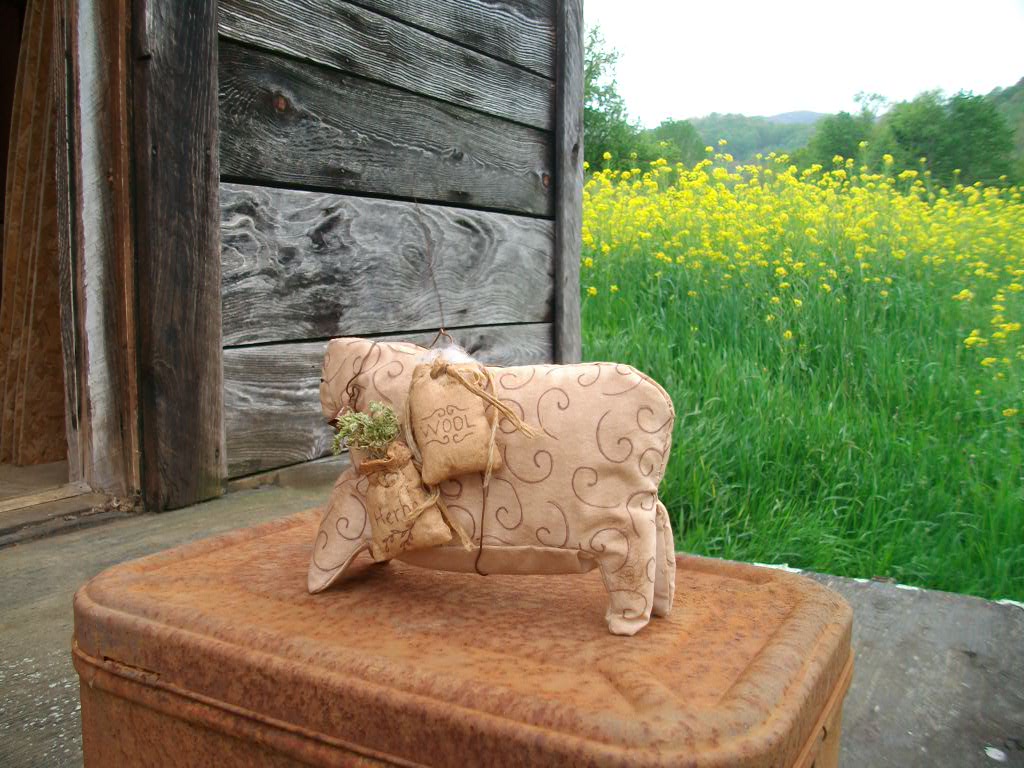 Folk Art Sheep Doll - Primitive White Faced Sheep on Luulla