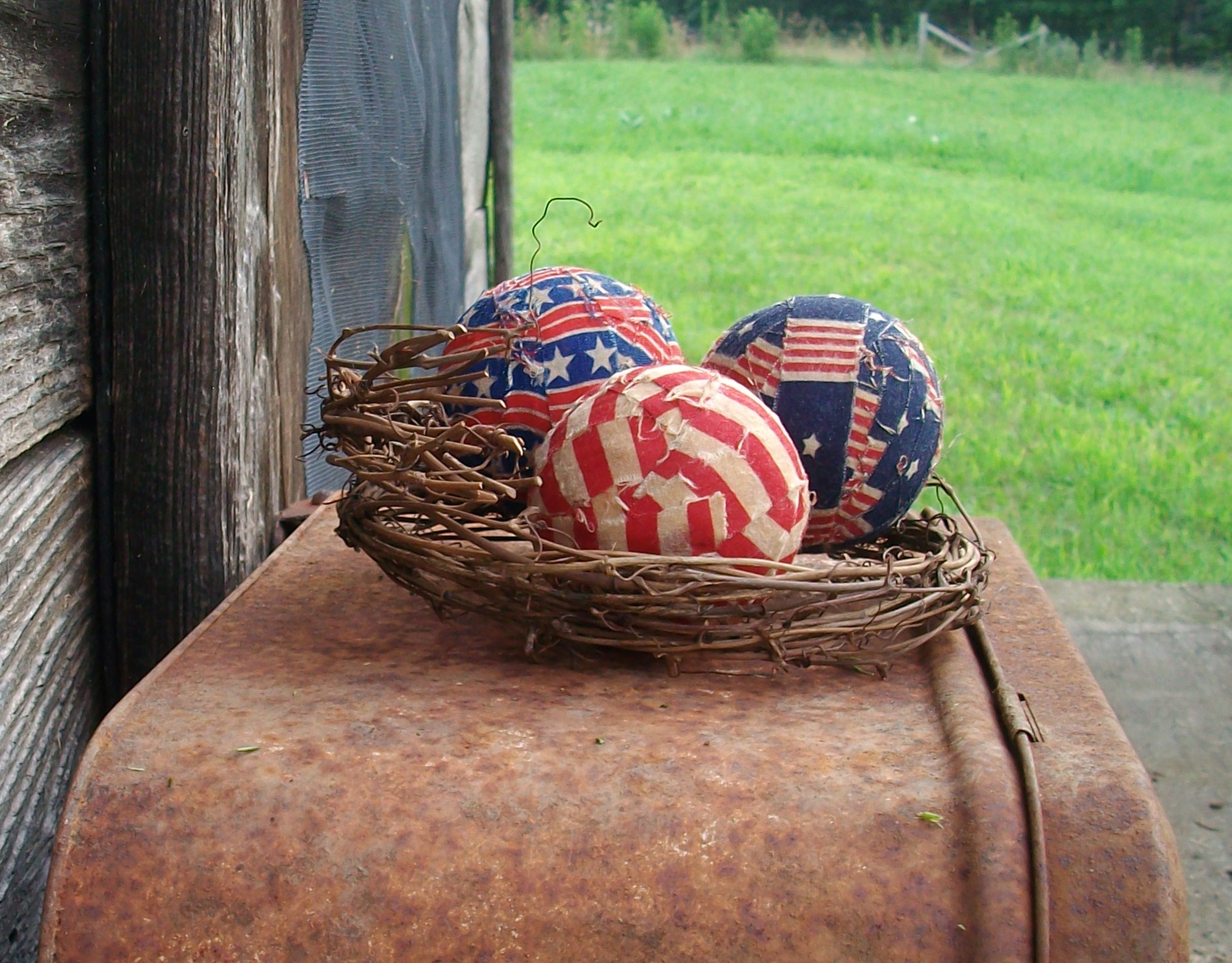 Primitive Americana Rag Balls - Rustic Country Bowl Fillers - Home ...