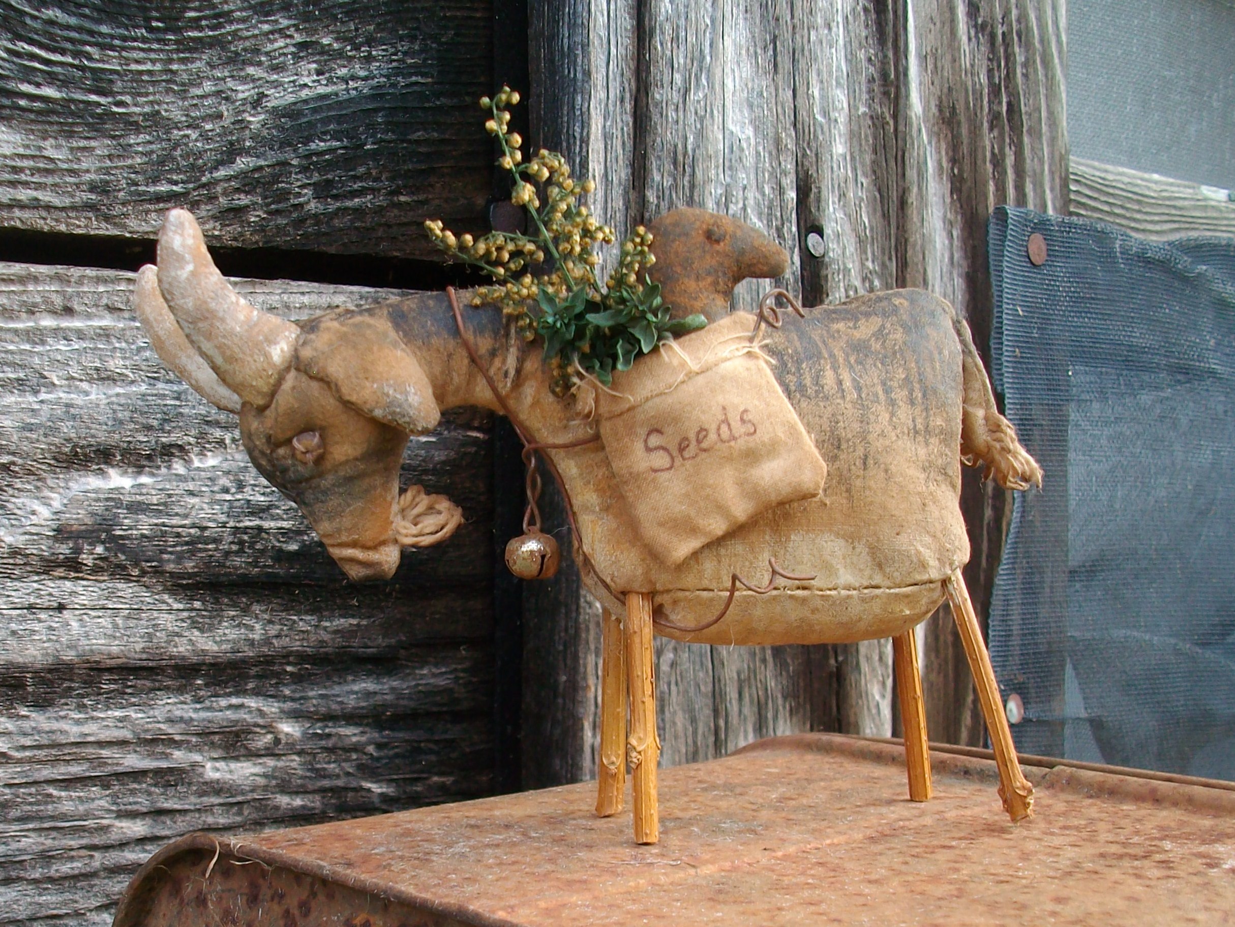 Pdf E-pattern Grungy, Primitive Goat - Crow In Seed Bag - Sprigs Of ...