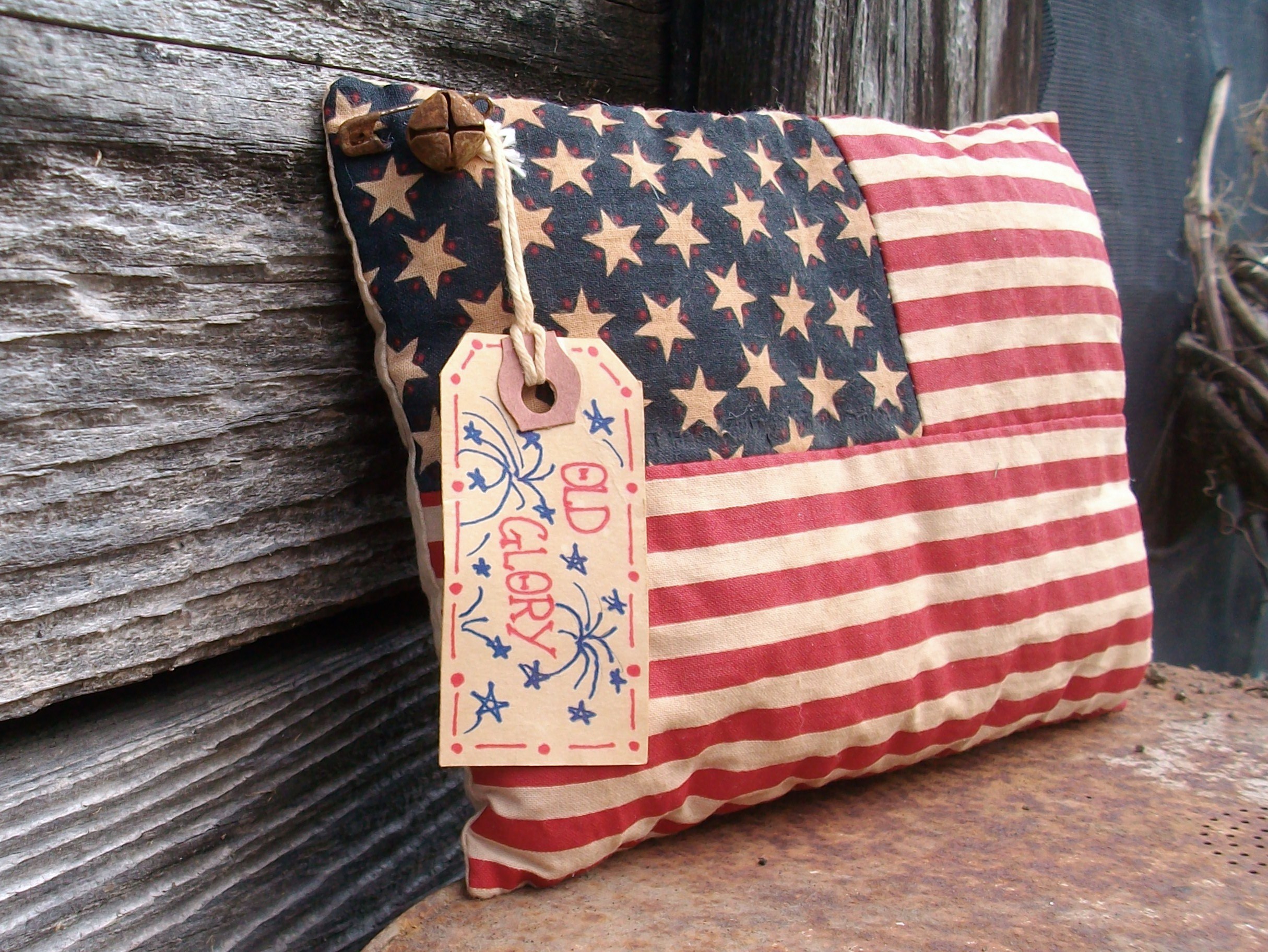 Primitive July 4 Flag Decoration - Shelf Sitter Or Tuck - For Your ...
